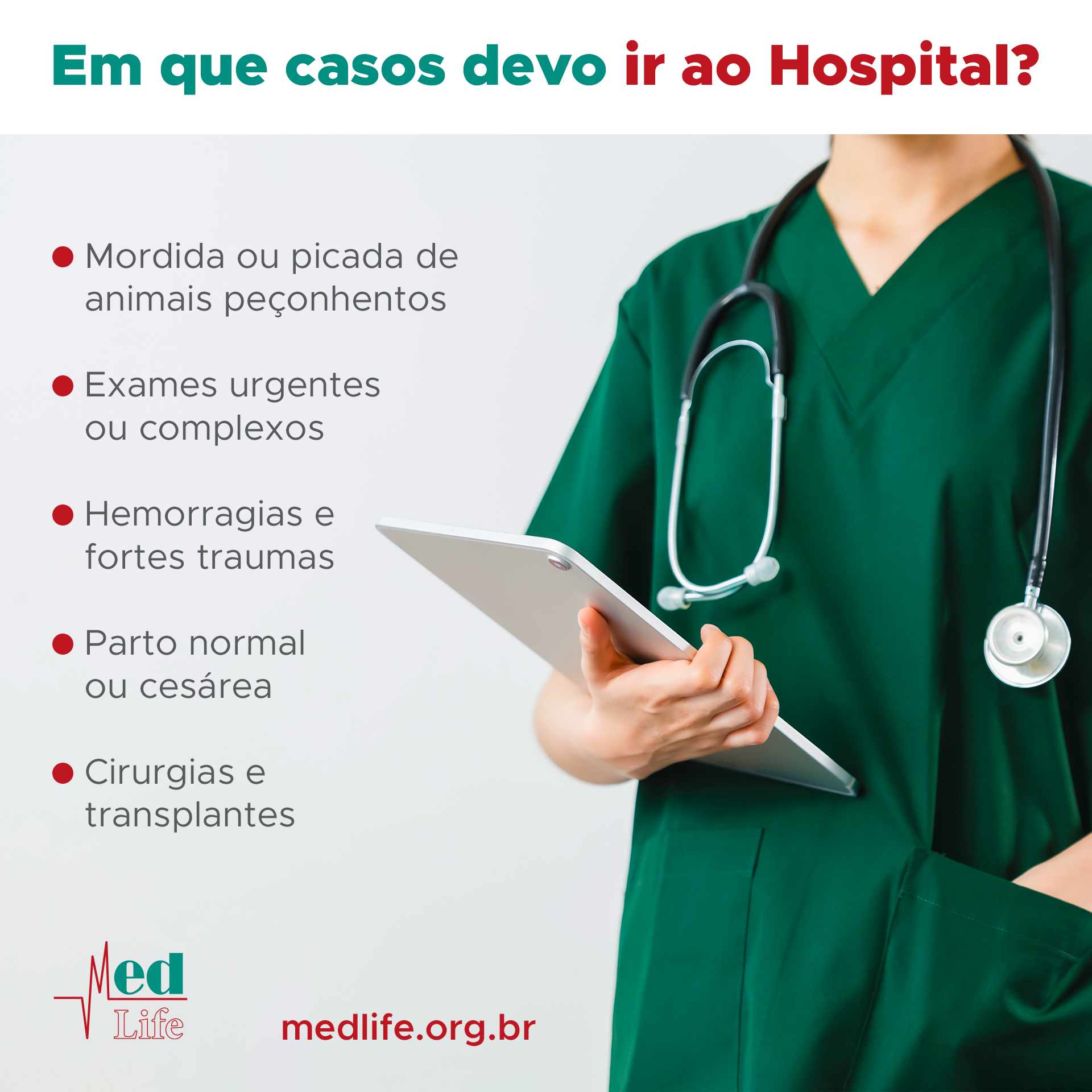 Em que casos devo ir ao hospital? - Med Life